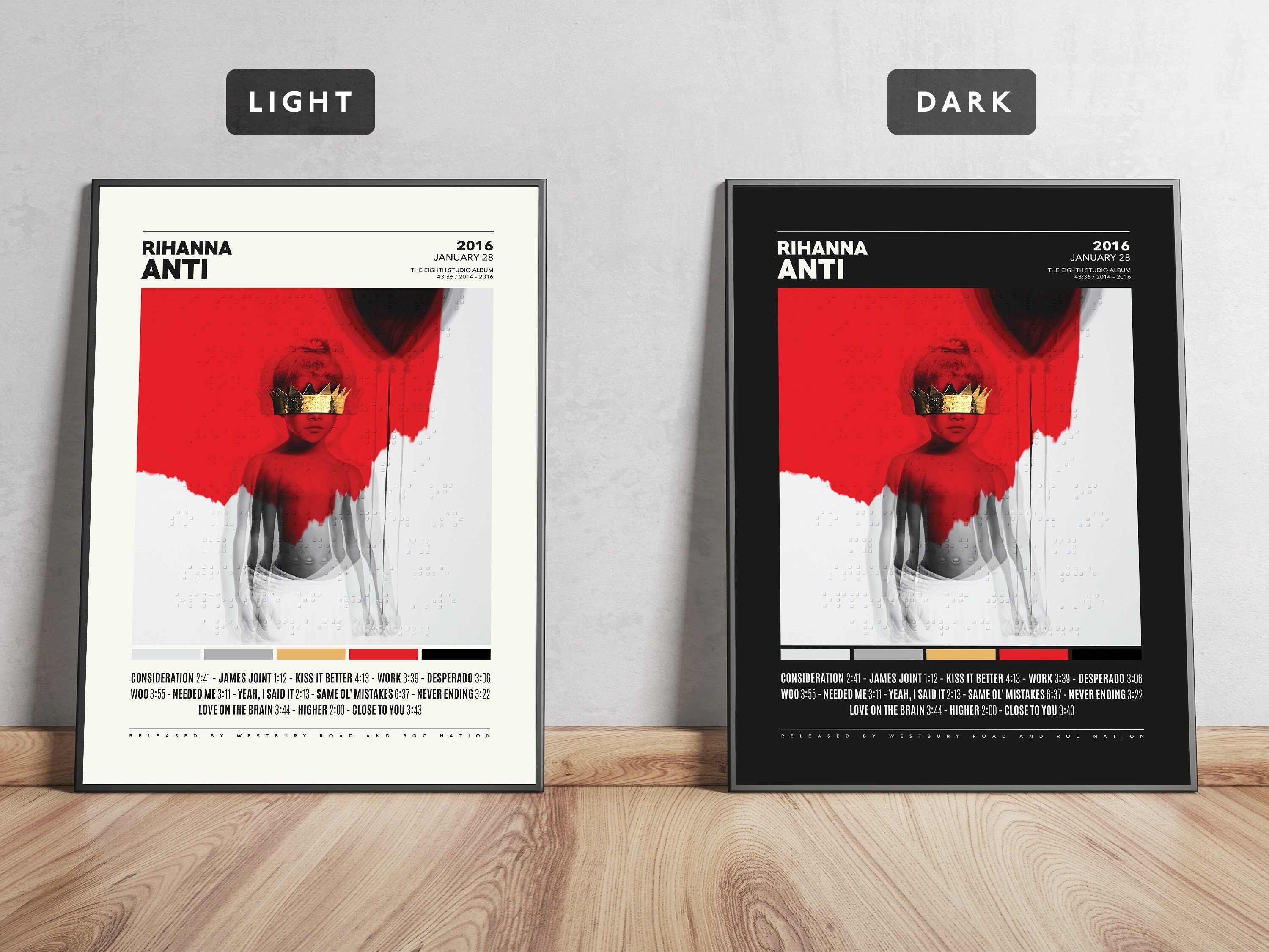 Rihanna Posters / Anti Poster / Anti by Rihanna Tracklist / - Etsy