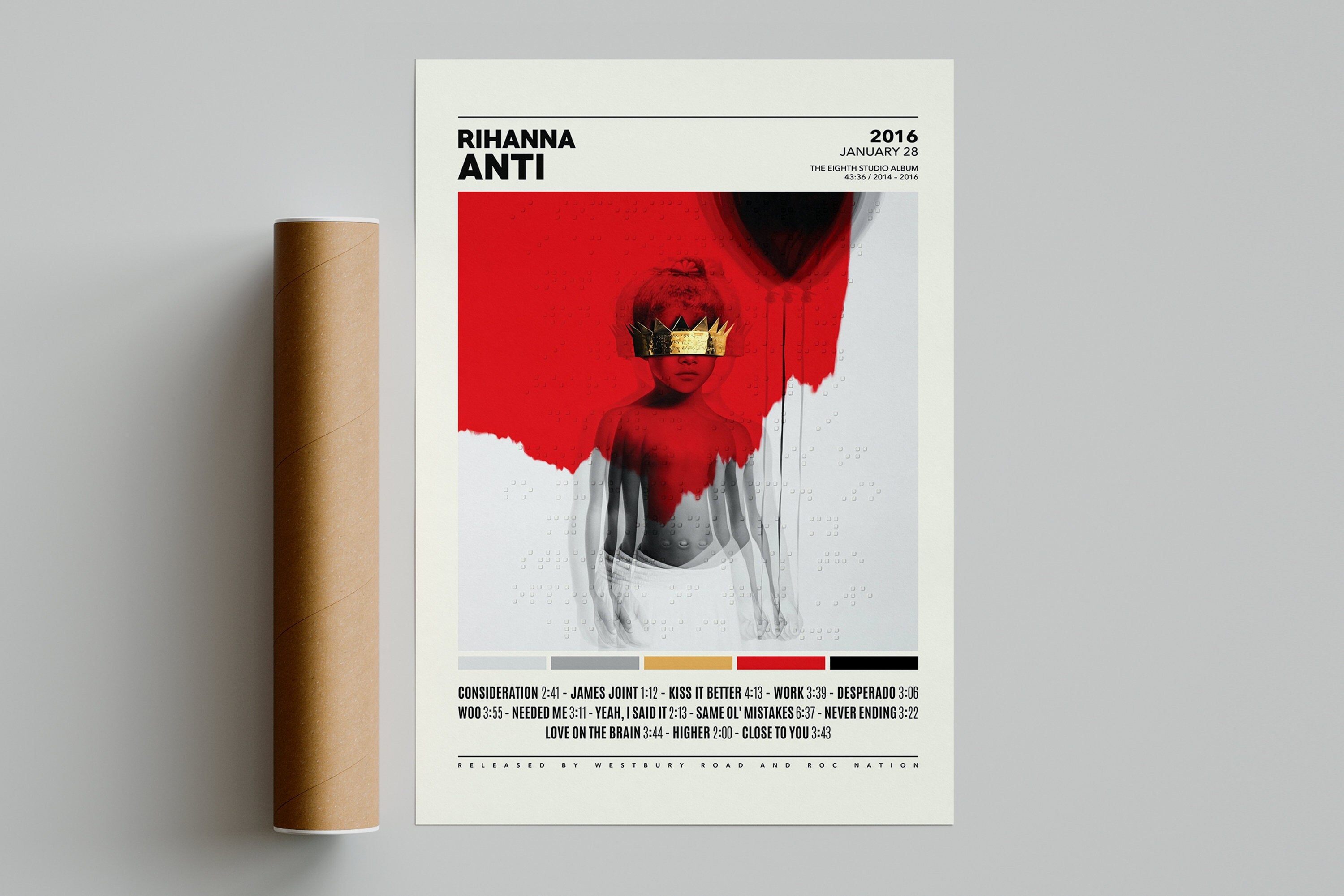 Rihanna Posters / Anti Poster / Anti by Rihanna Tracklist / - Etsy
