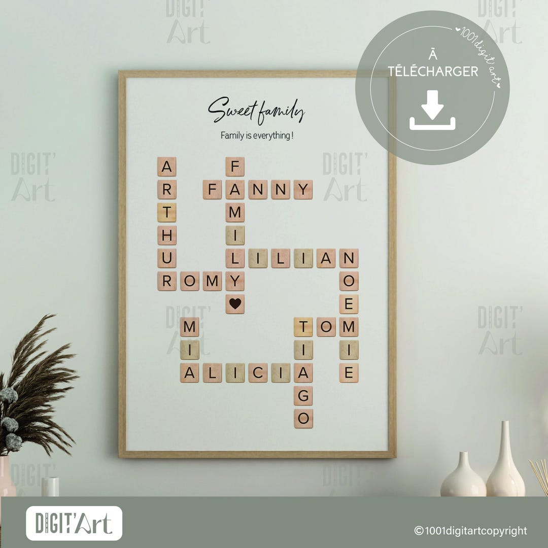 Personalized Scrabble Family Poster to Download, Christmas Gift, Wall ...