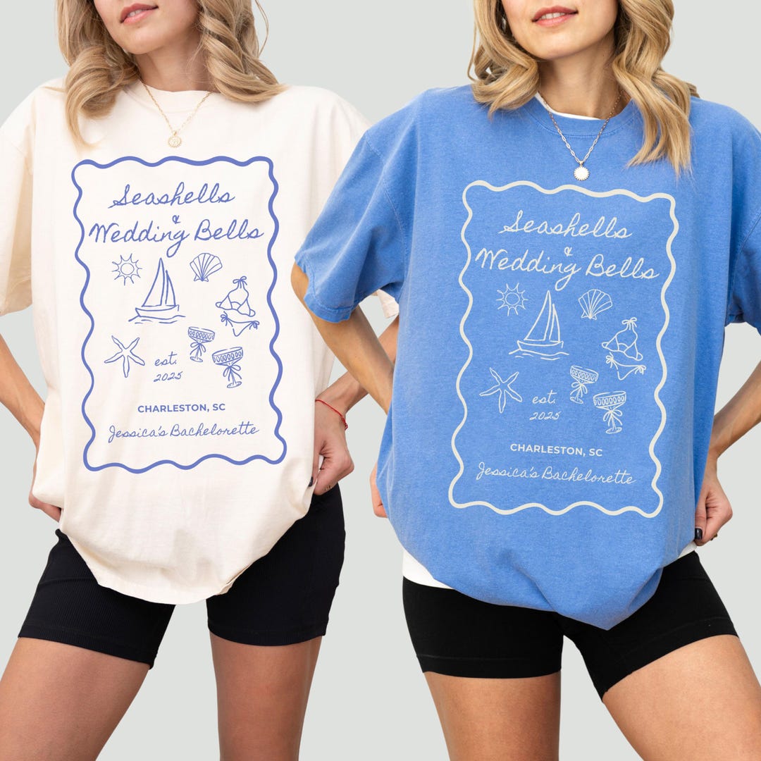 Seashells and Wedding Bells Shirt, Custom Beach Bachelorette Shirts ...