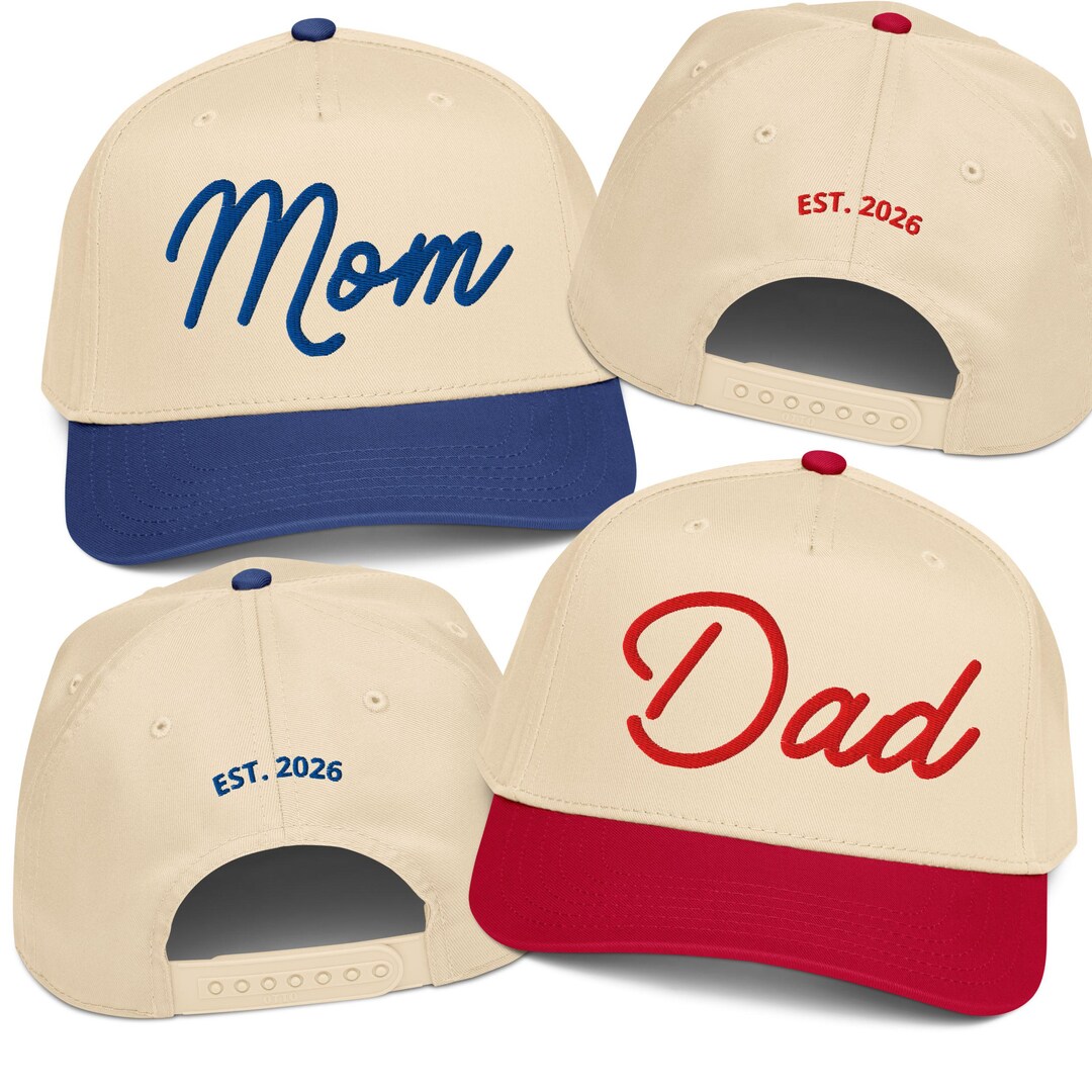 Embroidered Dad Hat, Two Tone Dad Est 2026 Cap, Pregnancy Announcement ...
