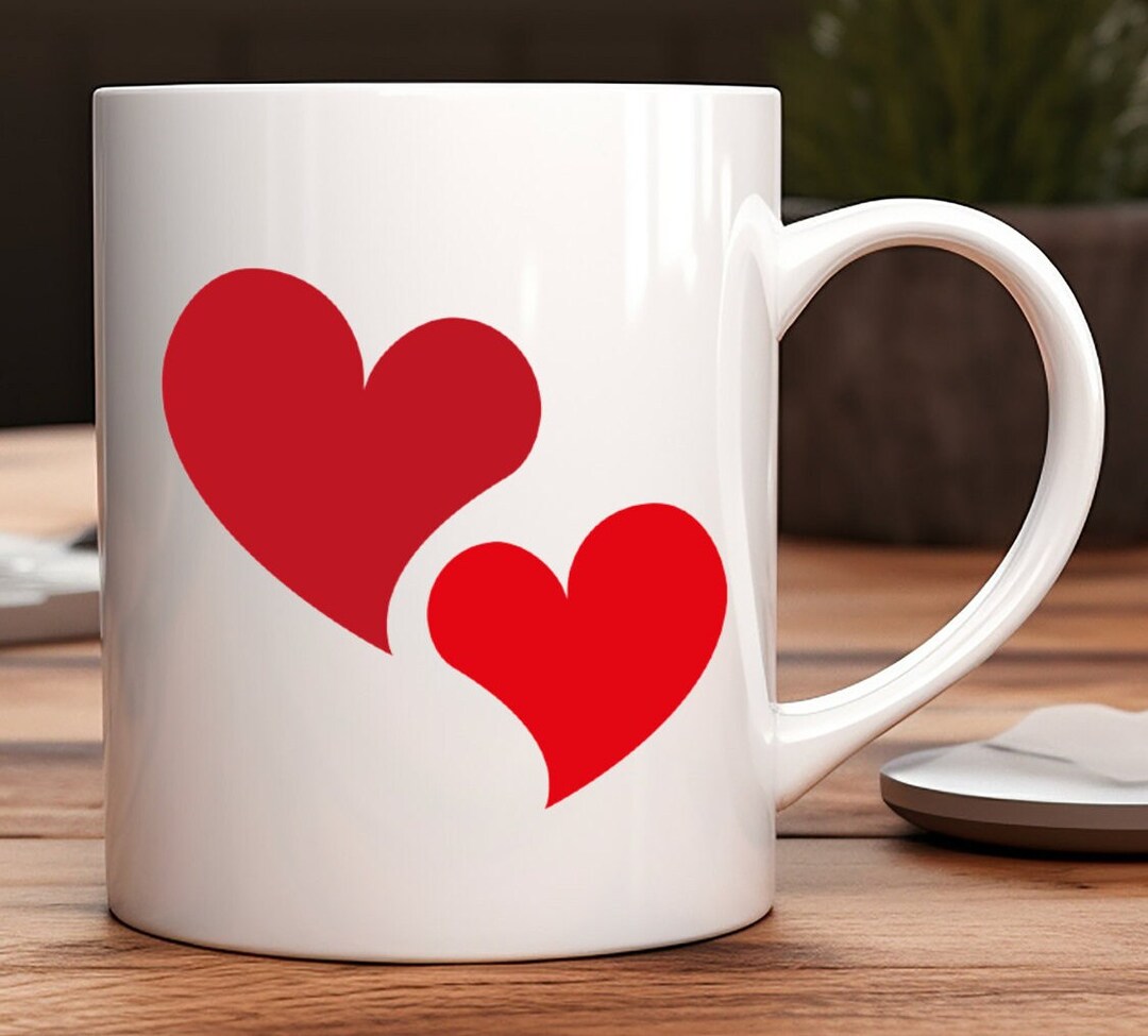 Love Hearts Mug, Two Hearts, I Love You,pink Heart,girlfriend Mug ...