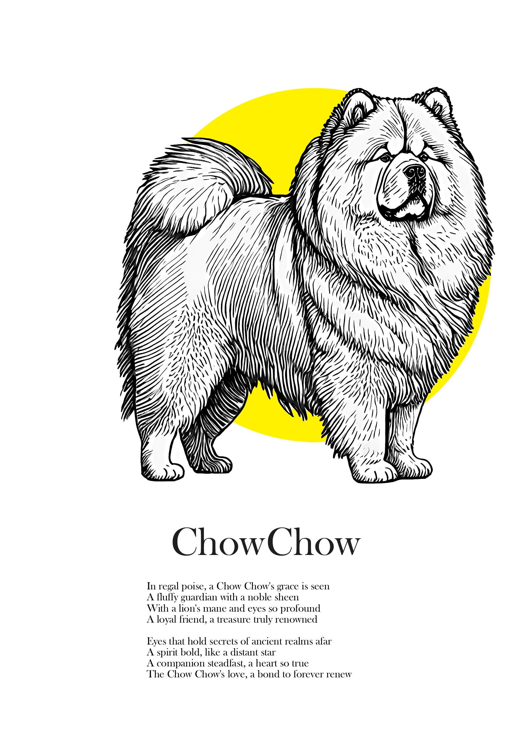Original Chow Chow Drawing, Chow Chow Poetry Print, Chow Chow Sketch ...