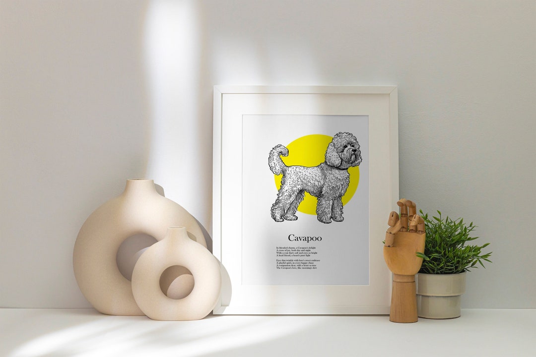 Original Cavapoo Print, Cavapoo Poetry, Cavapoo Sketch, Cavapoo ...
