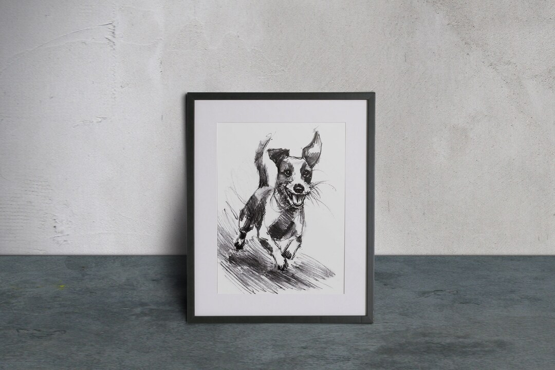 Charcoal Drawing of Jack Russell Running, Print of Original Drawing - Etsy