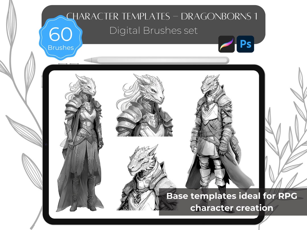 Dragonborns Character Templates 1 - Digital Brushes Set for Procreate ...