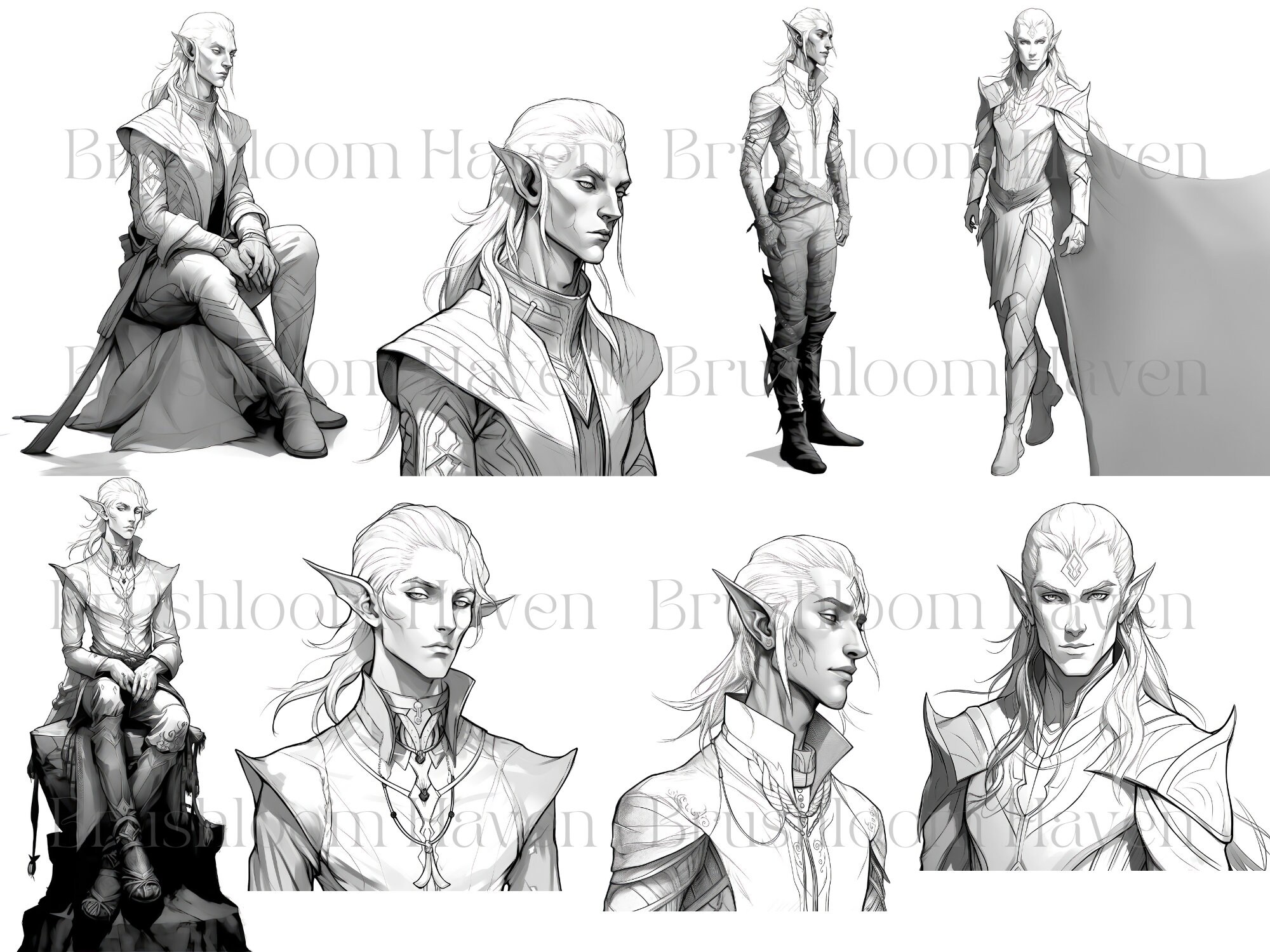 Elves Character Templates 1 - Digital Brushes Set for Procreate and ...