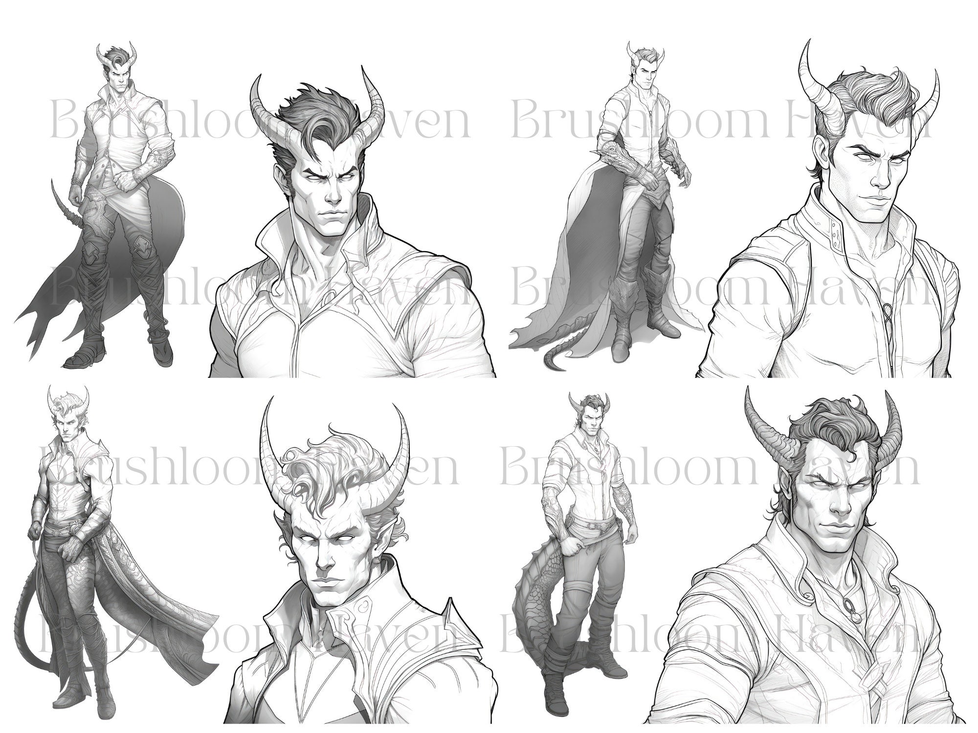 Tiefling Character Templates 1 - Digital Brushes Set for Procreate and ...