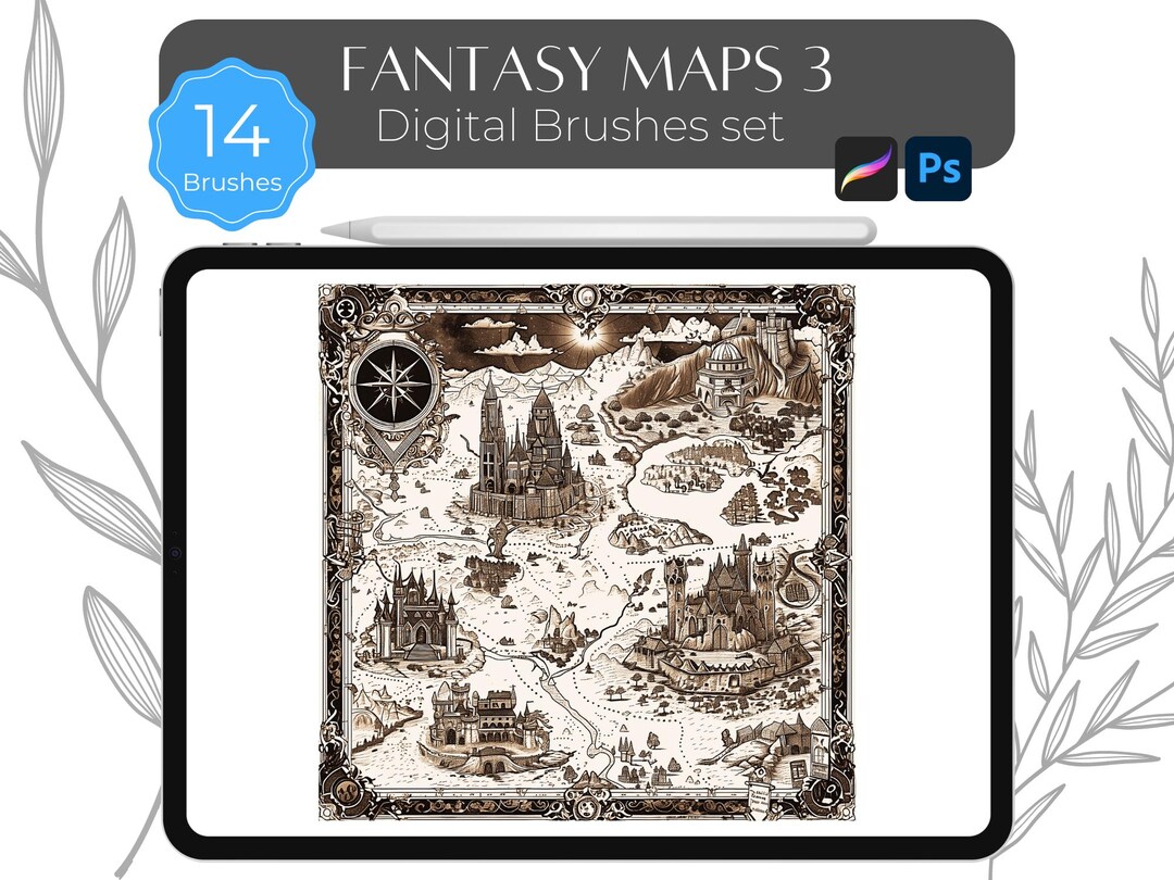 Fantasy Maps 3 - Digital Brushes Set for Procreate and Photoshop - Etsy