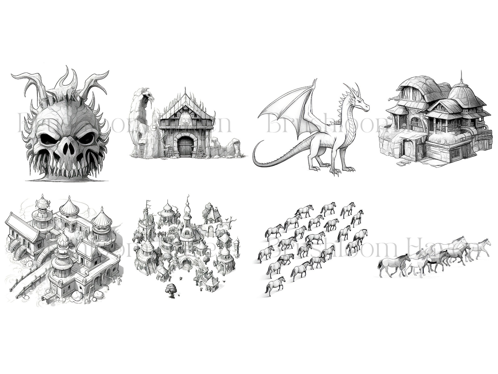 Map Assets 2 - Digital Brushes Set for Procreate and Photoshop - Etsy