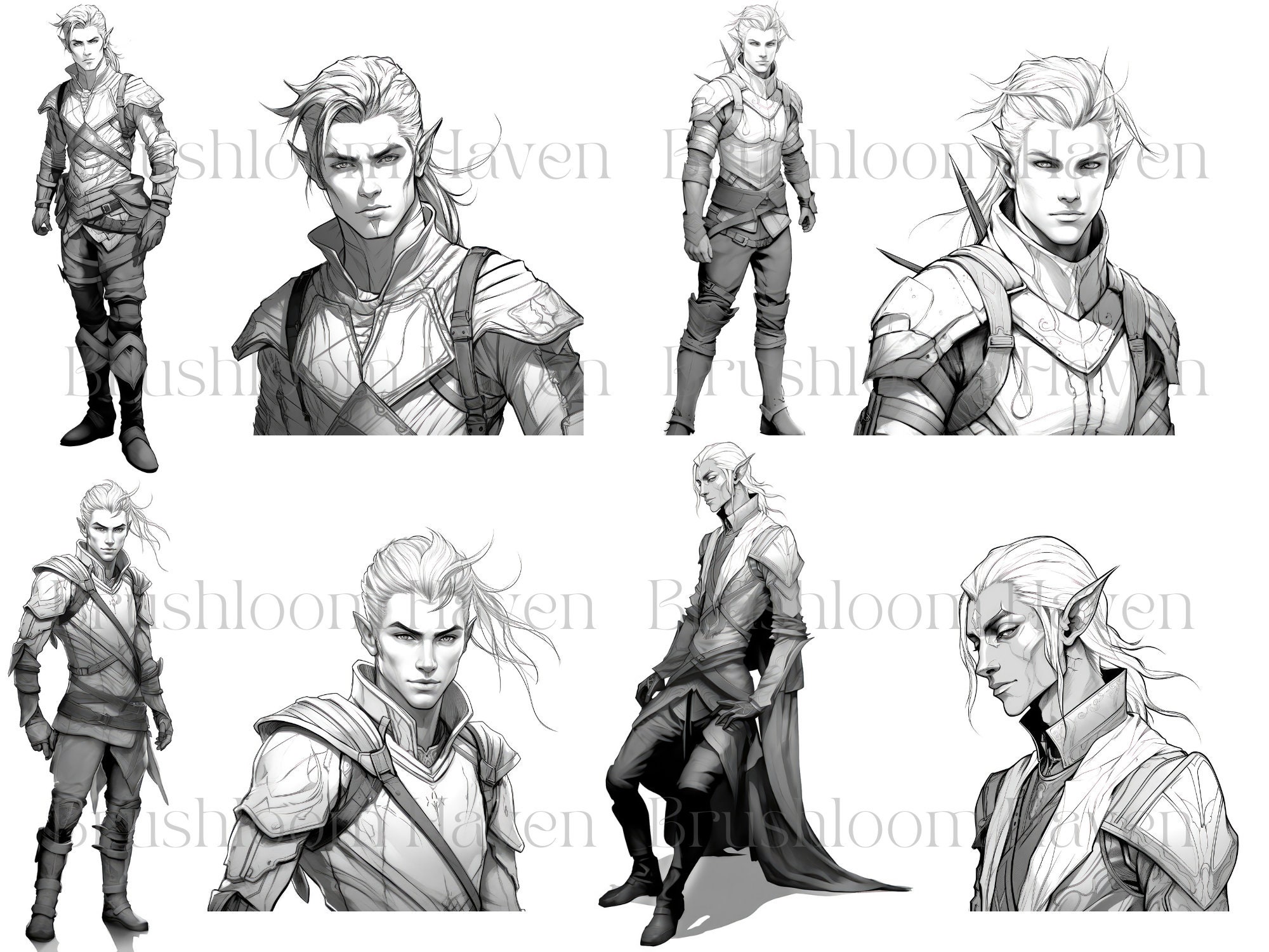 Elves Character Templates 1 - Digital Brushes Set for Procreate and ...