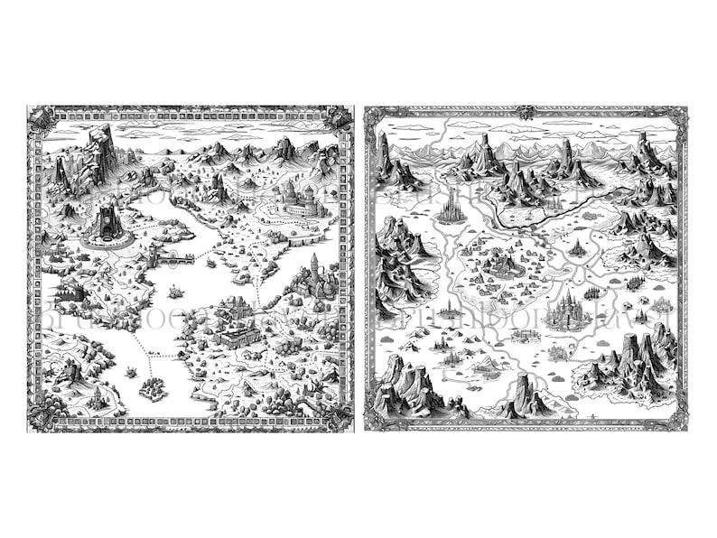 Fantasy Maps 3 - Digital Brushes Set for Procreate and Photoshop - Etsy