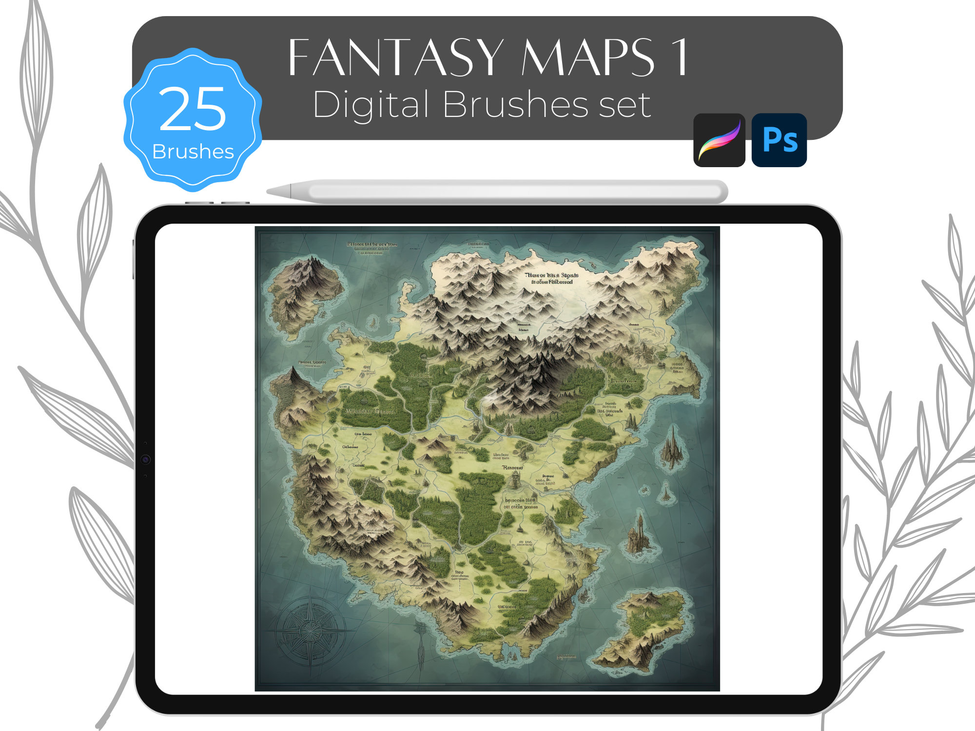 Fantasy Maps 1 - Digital Brushes Set for Procreate and Photoshop - Etsy