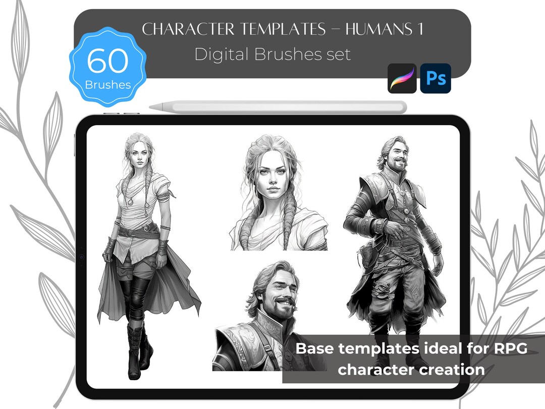 Humans Character Templates 1 Digital Brushes Set for Procreate and ...