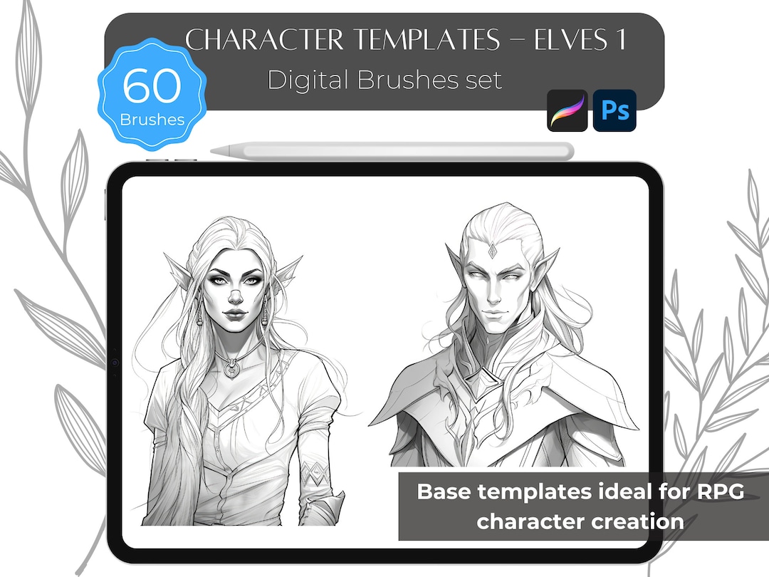 Elves Character Templates 1 - Digital Brushes Set for Procreate and ...