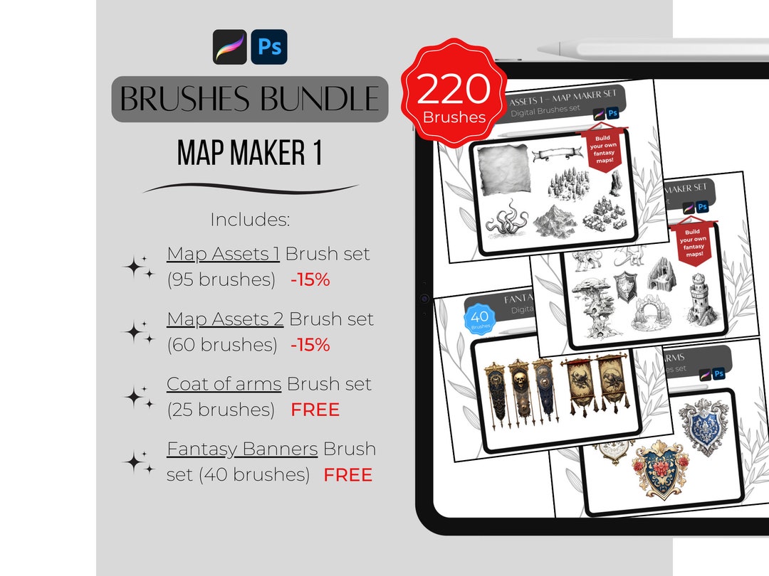 Map Maker 1 - Digital Brushes Bundle - Etsy