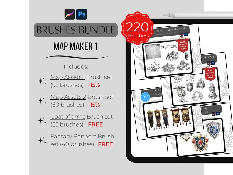 Map Maker 1 - Digital Brushes Bundle - Etsy