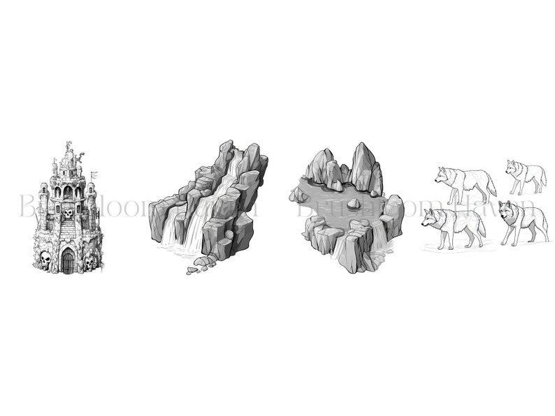 Map Assets 2 Digital Brushes Set for Procreate and Photoshop - Etsy