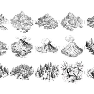 Map Assets 1 - Digital Brushes Set for Procreate and Photoshop - Etsy