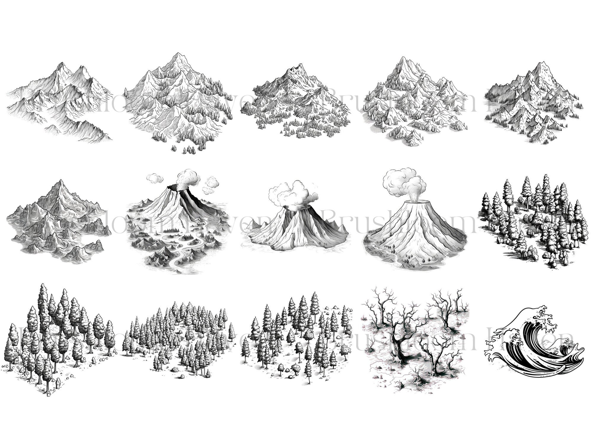 Map Assets 1 - Digital Brushes Set for Procreate and Photoshop - Etsy