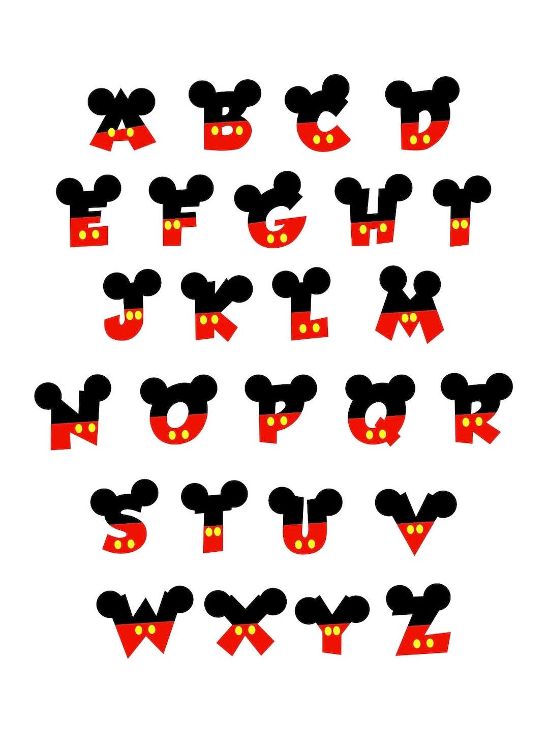 Mickey Letter Svg, Mouse Alphabet SVG, Mouse Font SVG, Letters SVG ...
