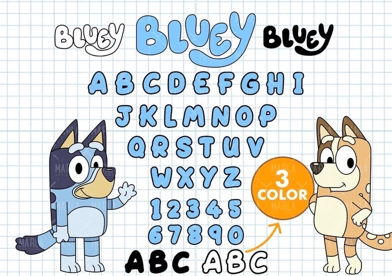 Bluey Font Pack, Bluey Alphabet Svg, Birthday Font Png, Invitation Font ...