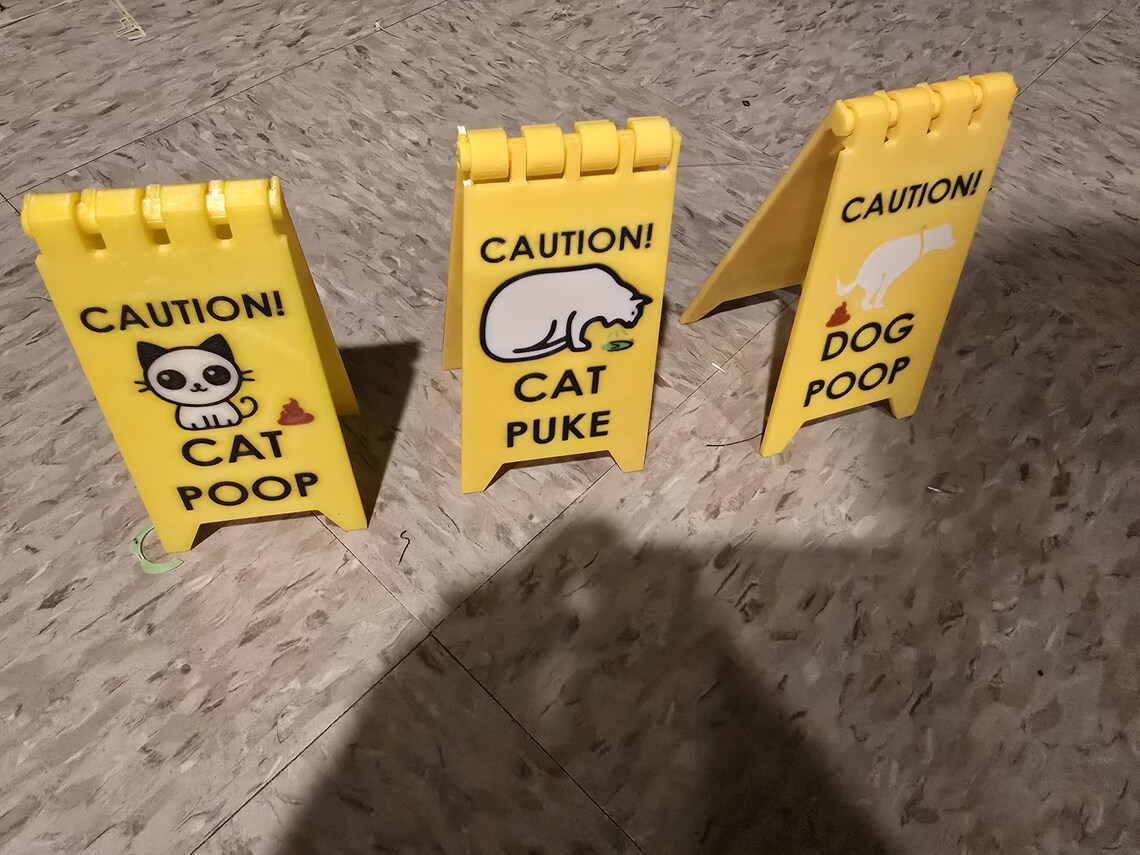 Caution! Cat Vomit Wet Floor Sign. Funny White Elephant Gift - Etsy