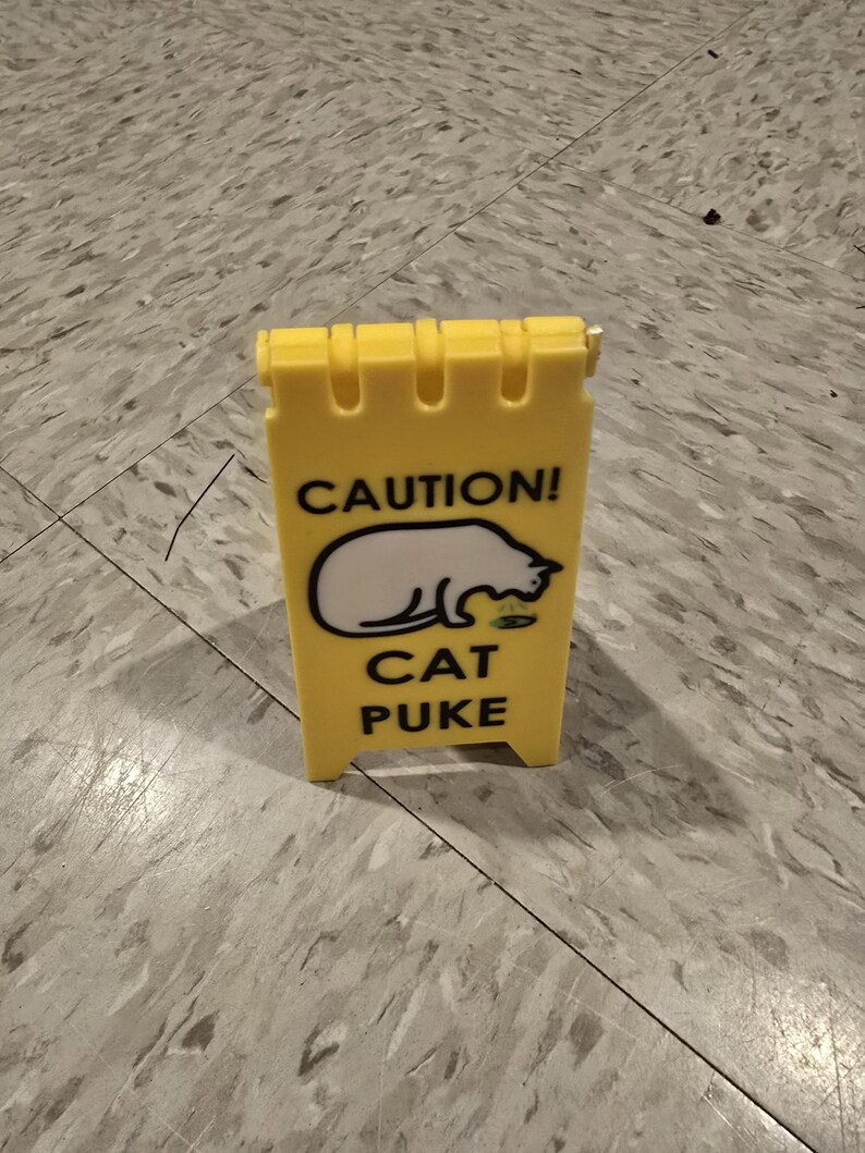 Caution! Cat Vomit Wet Floor Sign. Funny White Elephant Gift - Etsy