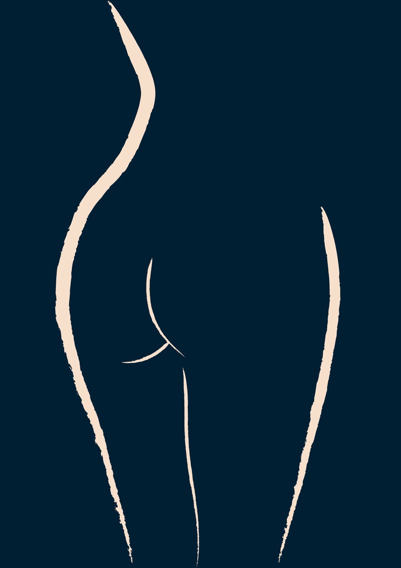 Peach Bum Woman Line Art Line Drawing Female Body Figure - Etsy