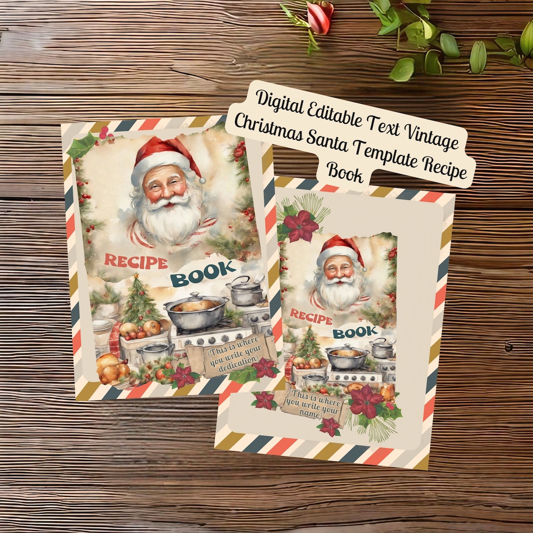 Editable Vintage Christmas Recipe Book Template Customizable - Etsy