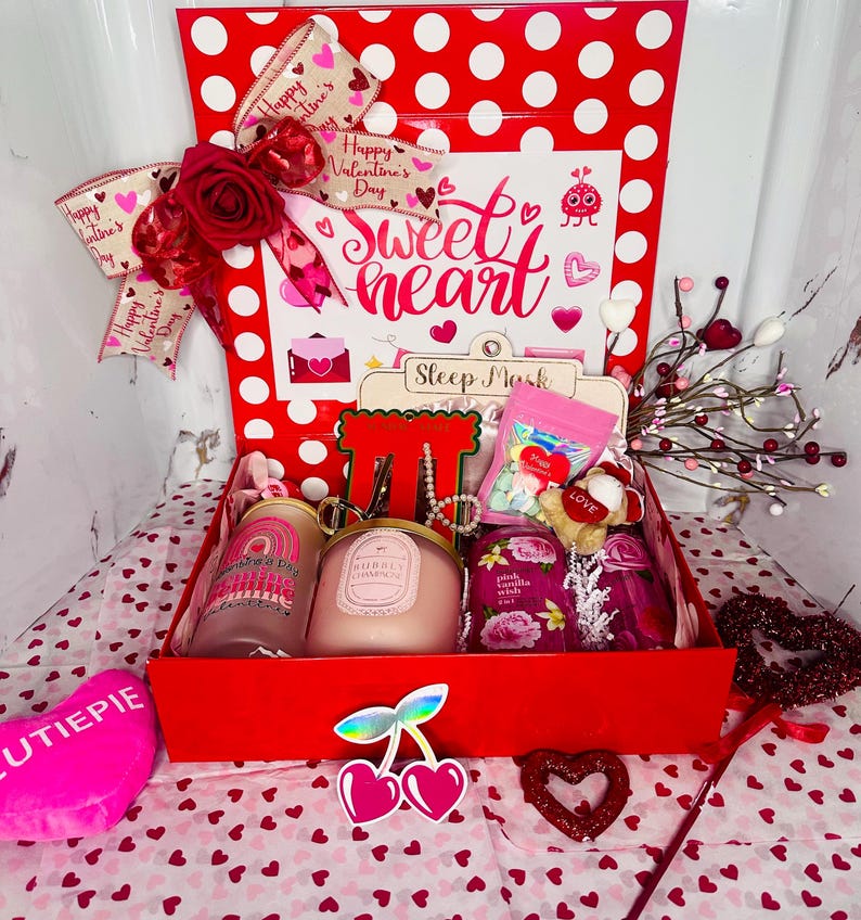 Valentine's Day Gift Box for Her – Champagne Candle, Spa Set & Sleep ...