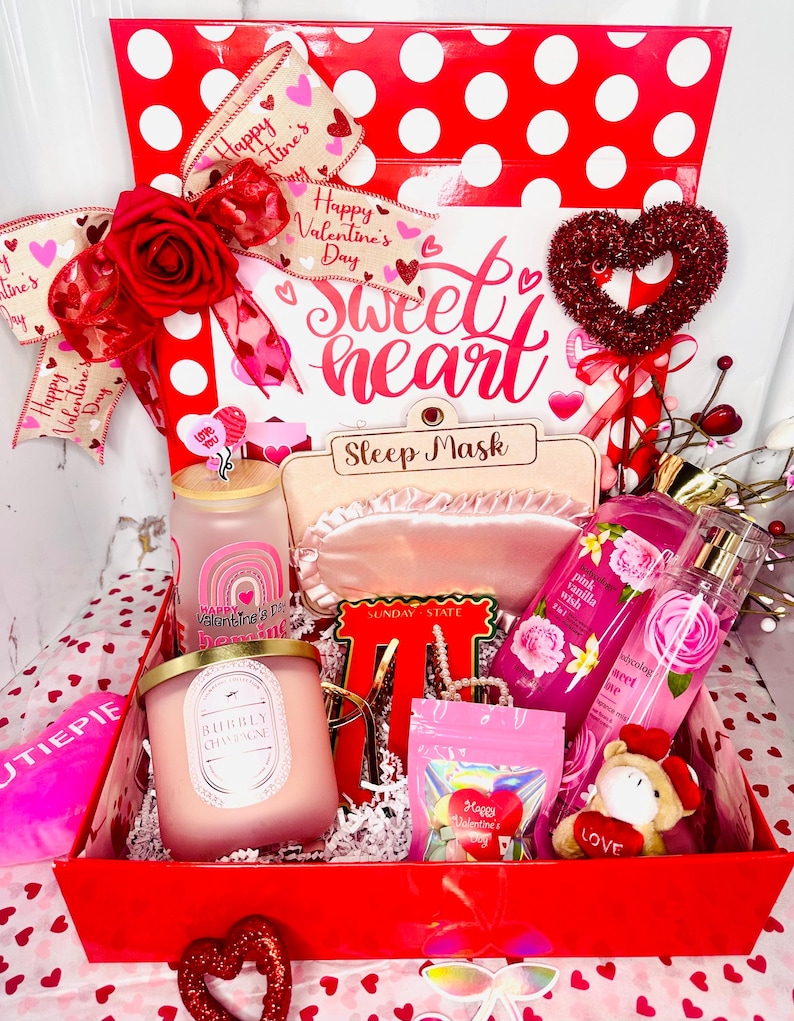 Valentine's Day Gift Box for Her – Champagne Candle, Spa Set & Sleep ...