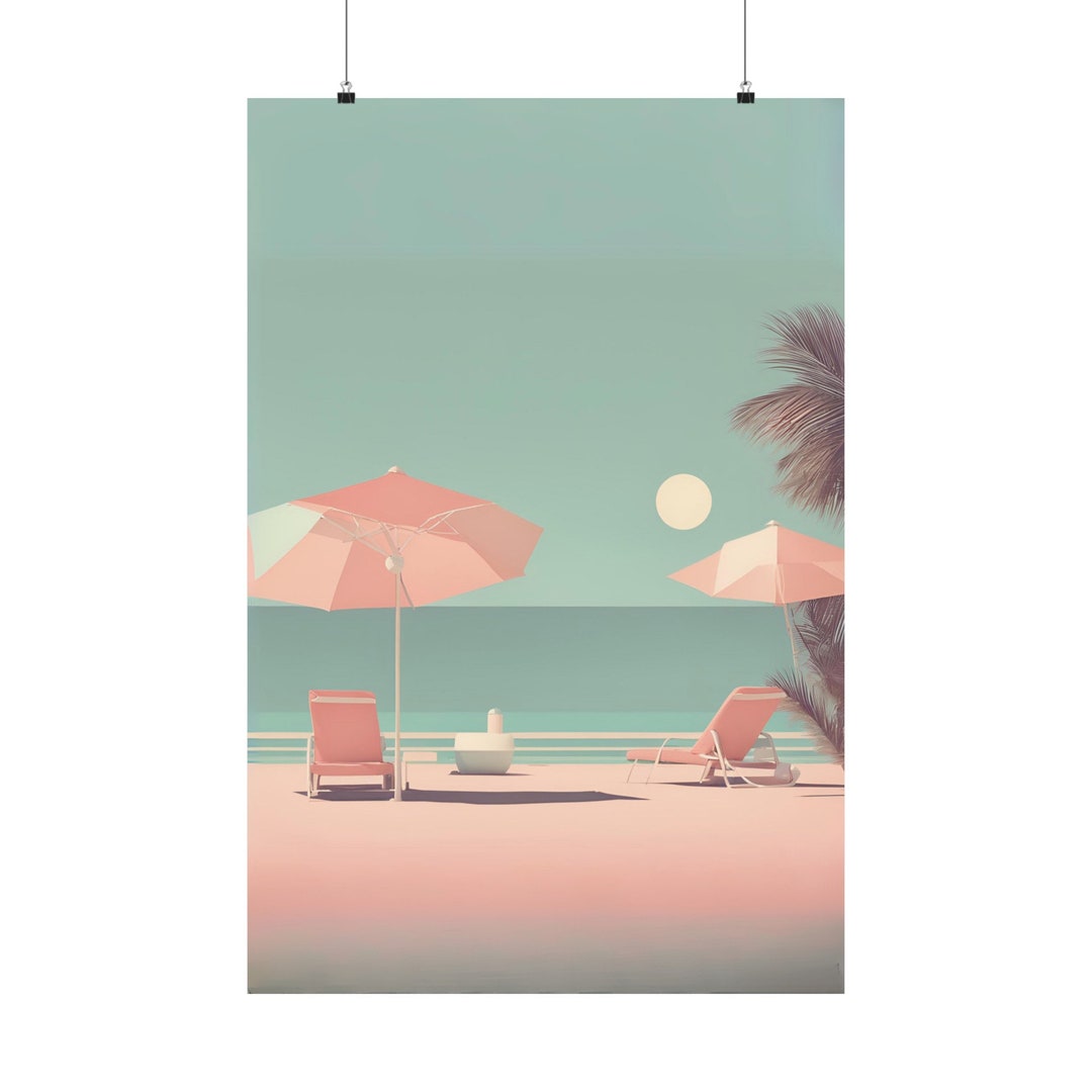 Retro Beach Poster Vintage Inspired Poster Retro Color Summer Beach ...
