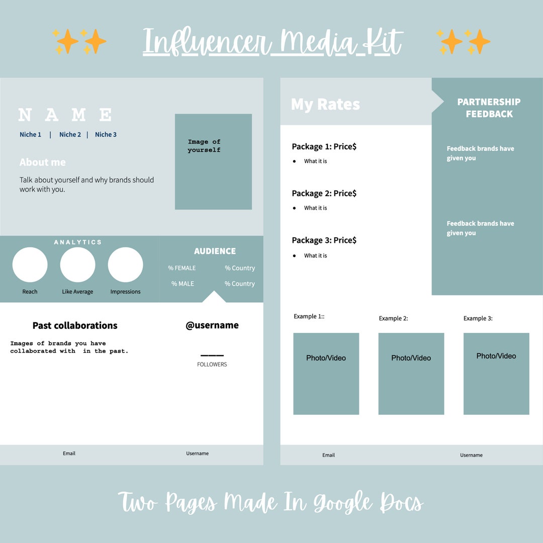 Influencer Media Kit + Instant Download PDF - Etsy