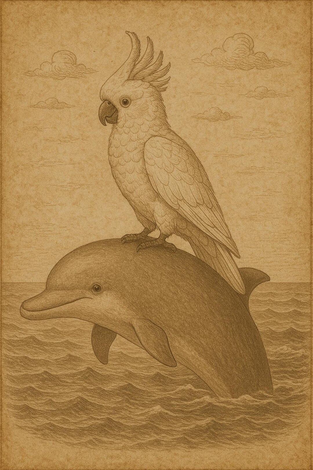 Cockatoo and Dolphin in the Ocean Photo - Etsy