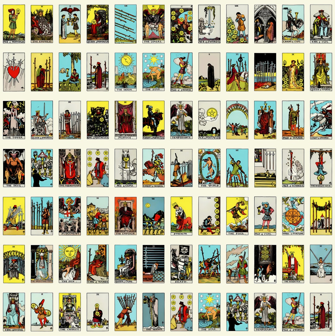 Rider Waite 84 & 78 Card Tarot Decks - 32bit - 300DPI Printing - 5 PDF Digital Downloads ...