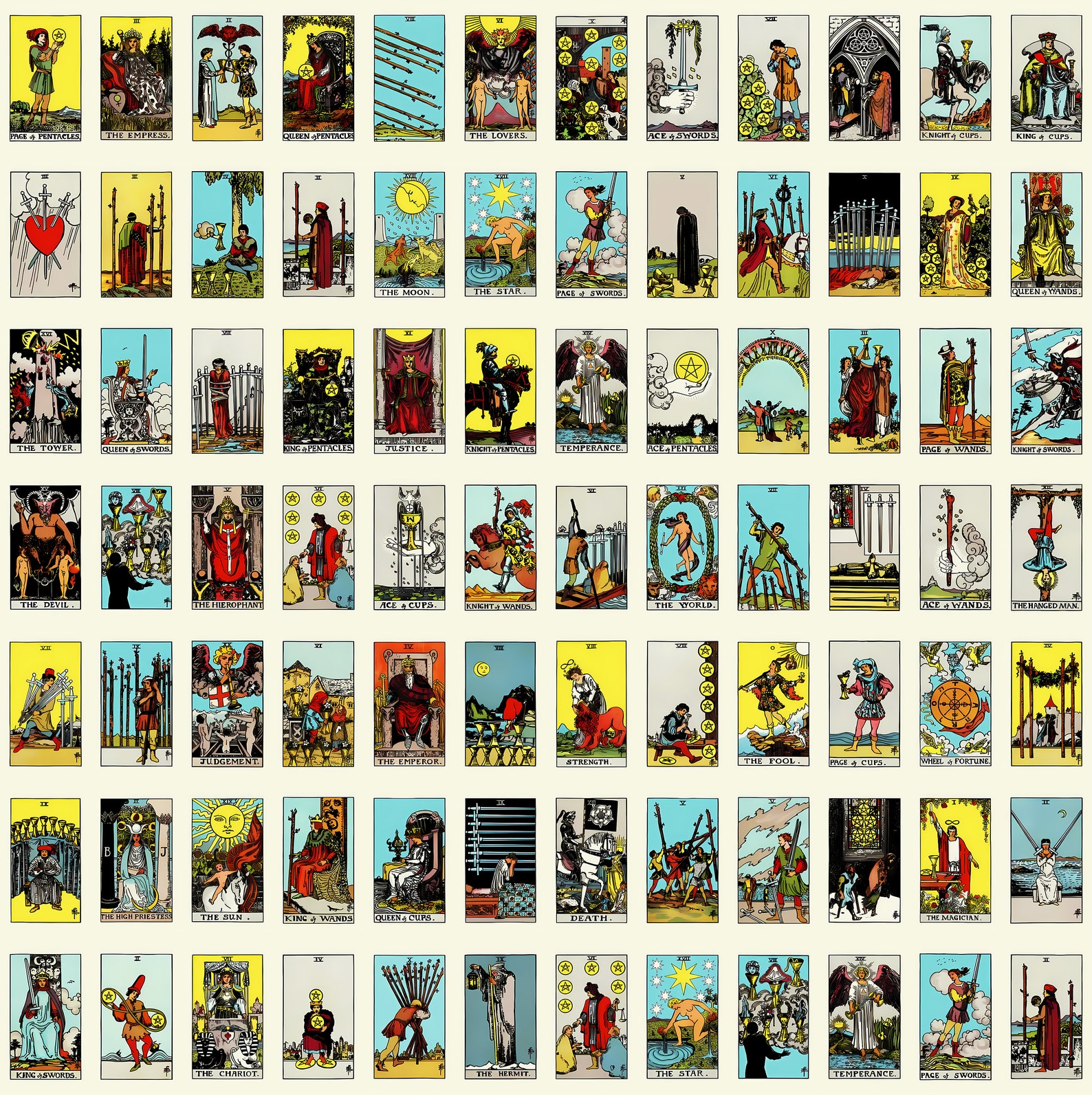 Rider Waite 84 & 78 Card Tarot Decks 15800x16000 Pixels 32bit 300DPI ...