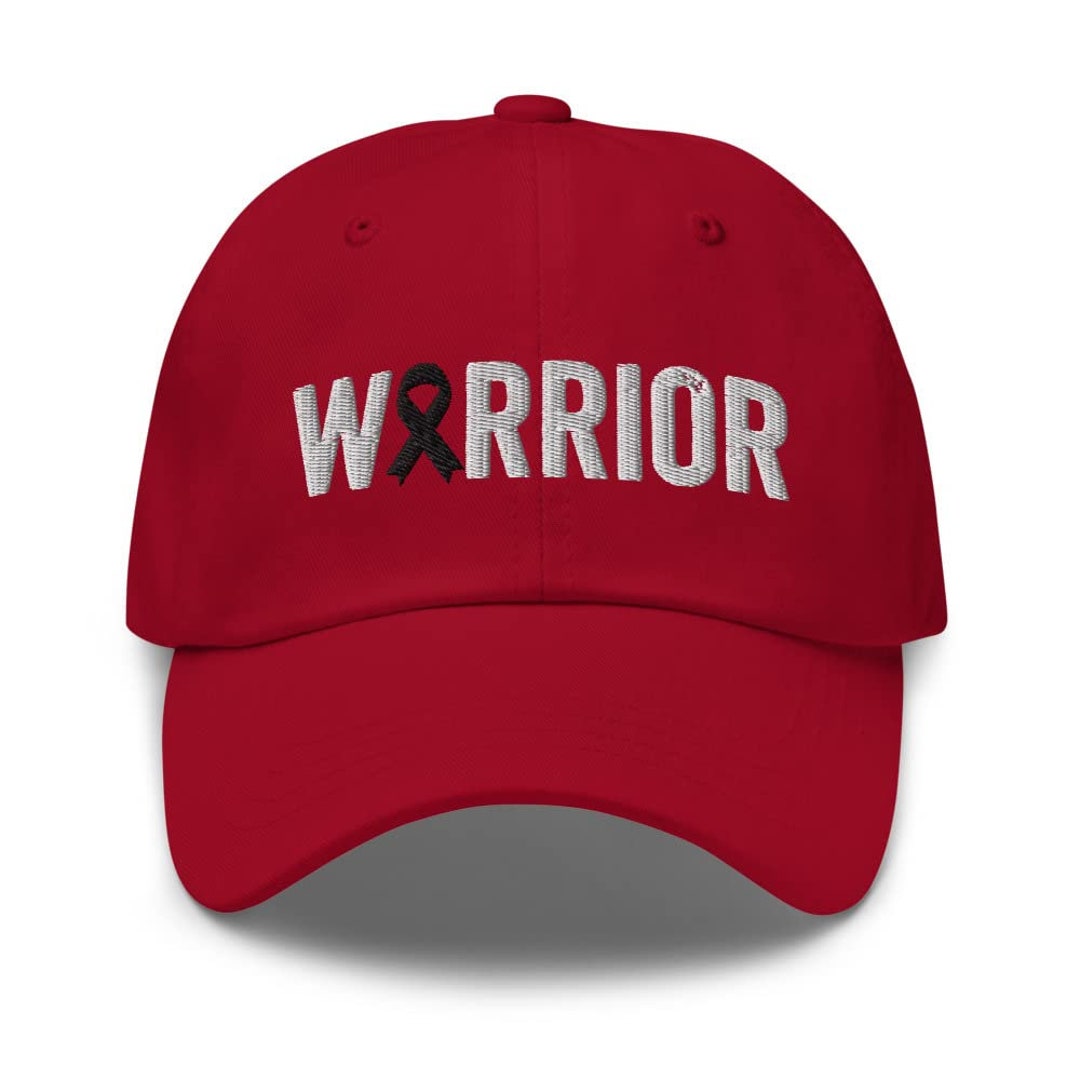 Melanoma and Skin Cancer Warrior Hat With Black Cancer Ribbon Color ...