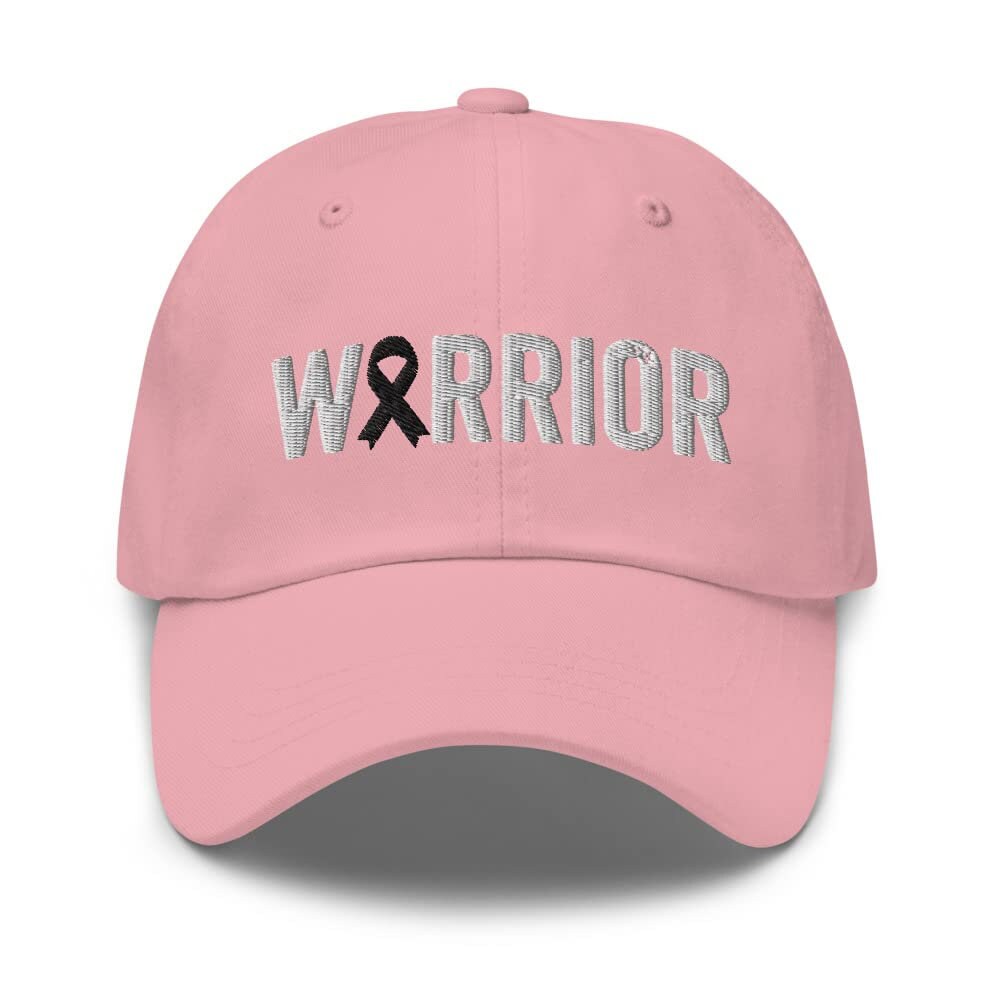 Melanoma and Skin Cancer Warrior Hat With Black Cancer Ribbon Color ...