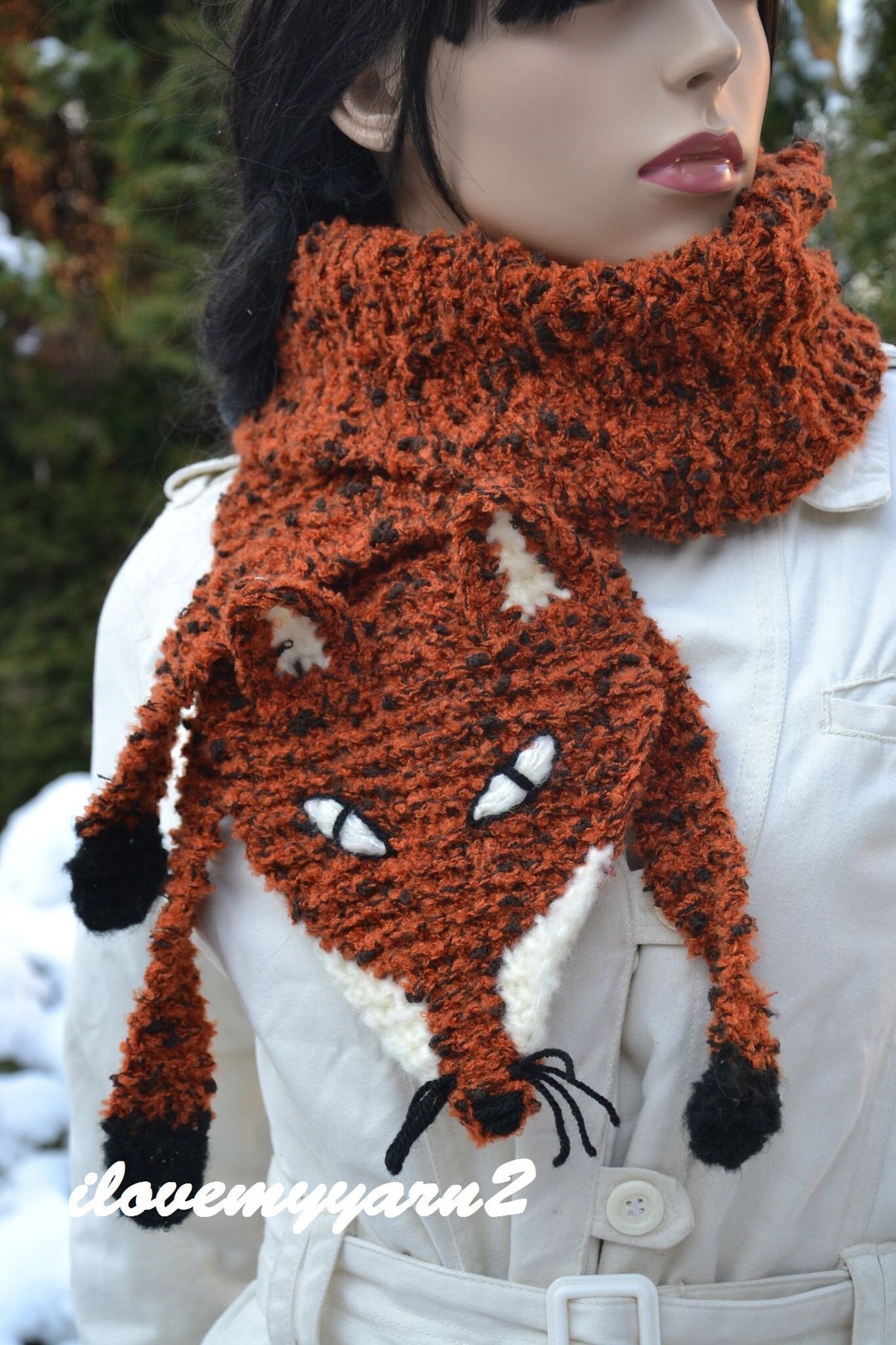 Red Fox Scarf/fox Collar/boucla/neck Gaiter/scarf Clothing Accessory ...