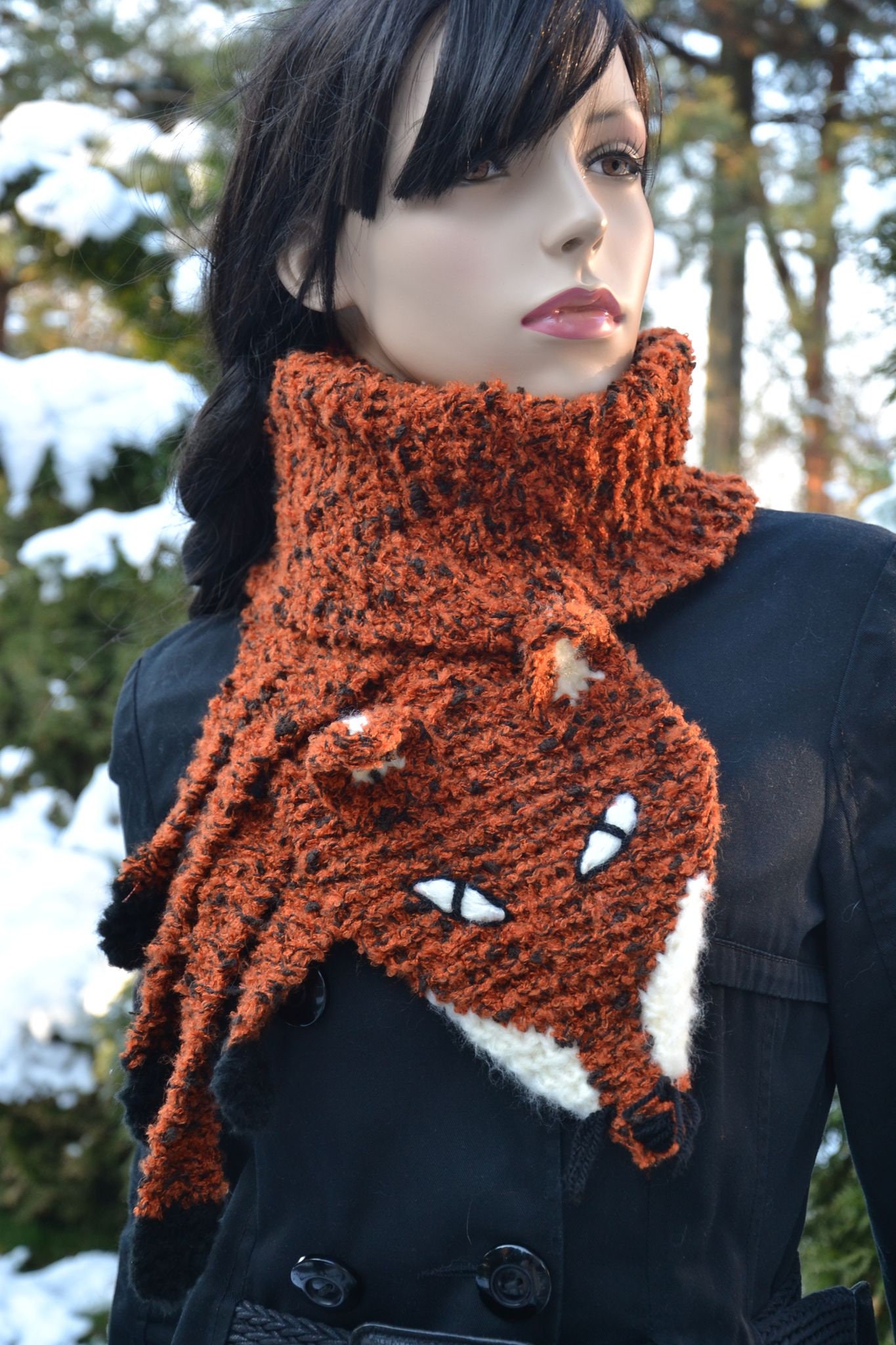 Red Fox Scarf/fox Collar/boucla/neck Gaiter/scarf Clothing Accessory ...