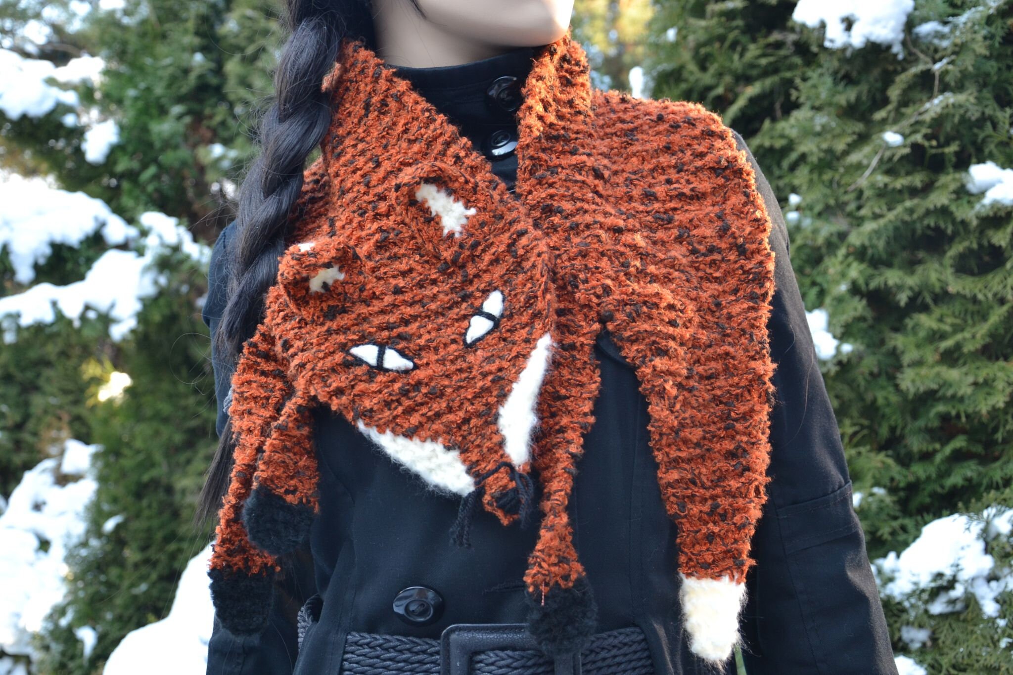 Red Fox Scarf/fox Collar/boucla/neck Gaiter/scarf Clothing Accessory ...