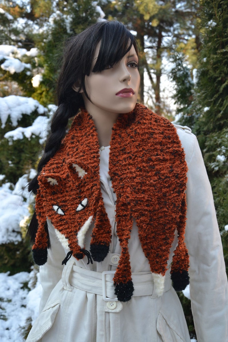 Red Fox Scarf/fox Collar/boucla/neck Gaiter/scarf Clothing Accessory ...