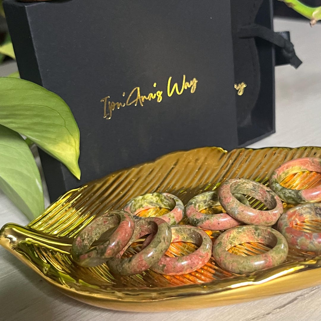 Raw Unakite Solid Crystal Ring | Various Sizes | Unisex | Fragile ...