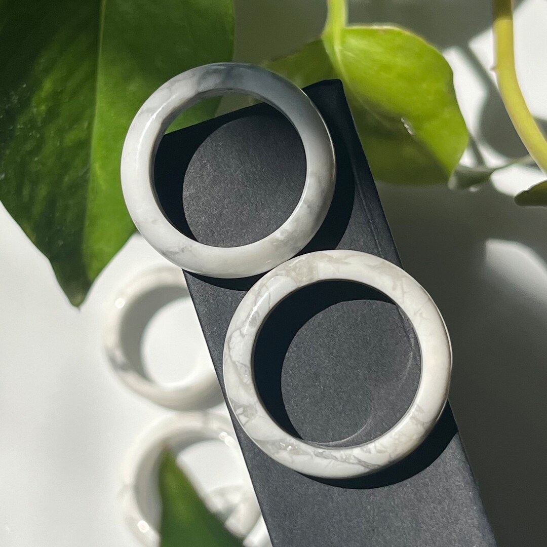 Stackable White Howlite Solid Band Ring | Crystal Energy | Calming ...