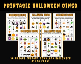 Printable Halloween Bingo Game - INSTANT DOWNLOAD - Etsy