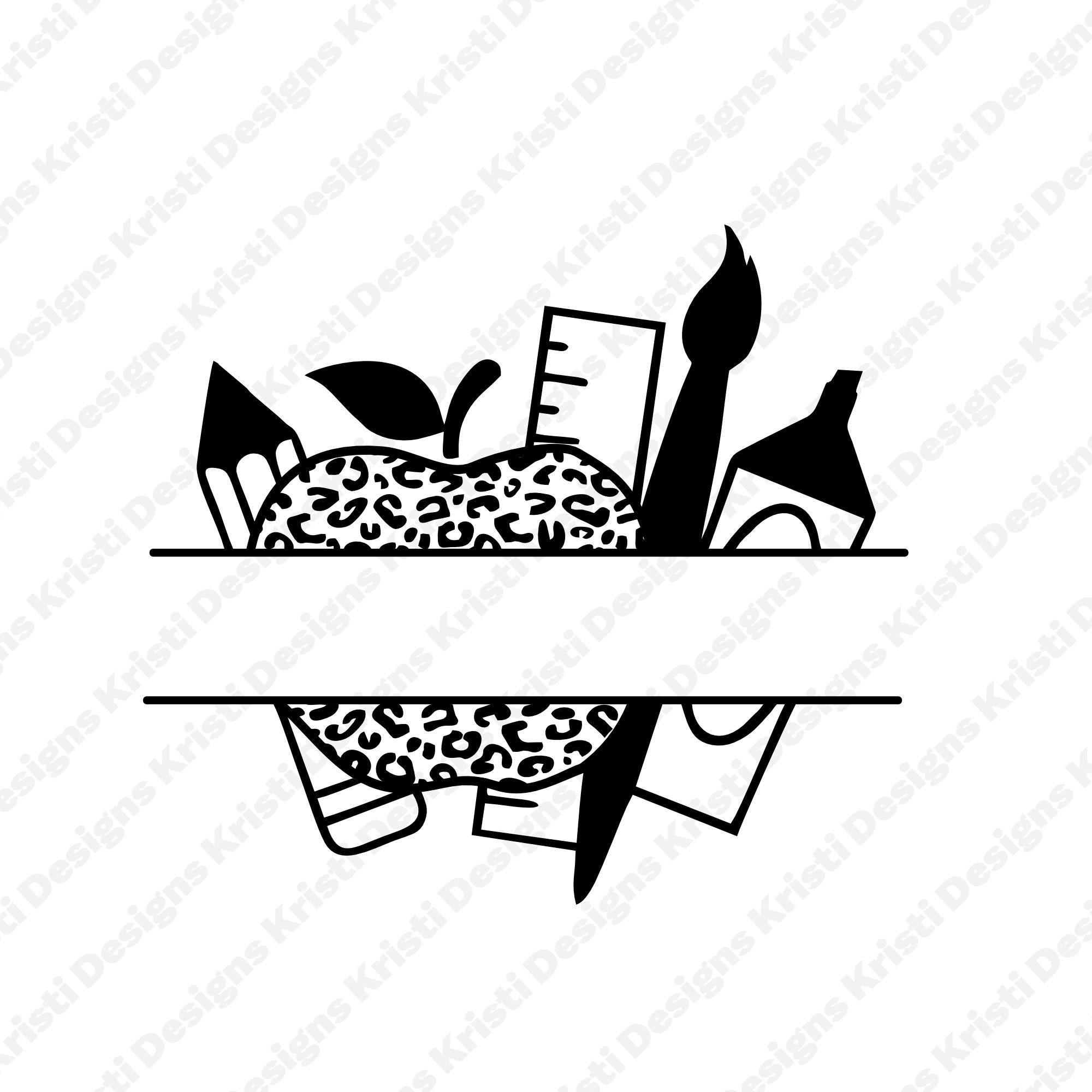 Teacher Split Monogram SVG, School Supplies Svg, Back to School Svg ...