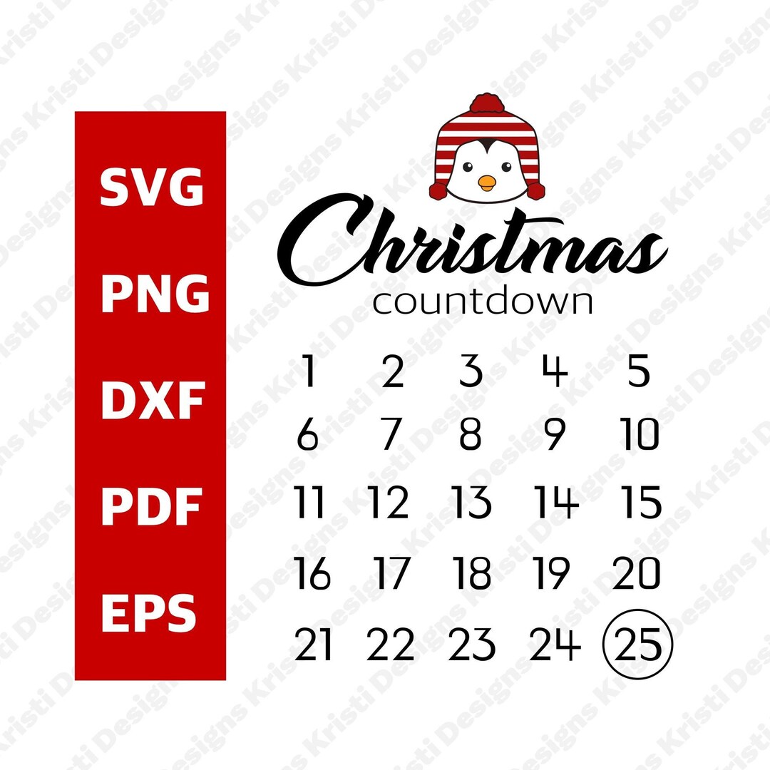Christmas Countdown SVG Christmas Penguin Christmas Advent - Etsy