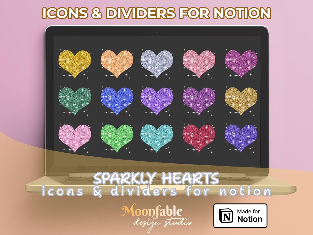 Icons and Dividers for Notion | Sparkly Heart Icons and Dividers for ...