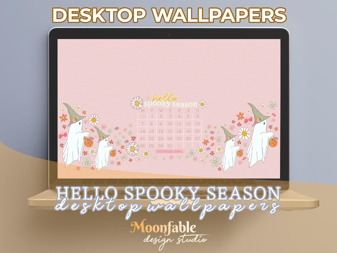 Spooky Season Desktop Wallpaper Cute and Spooky Halloween Background - Etsy